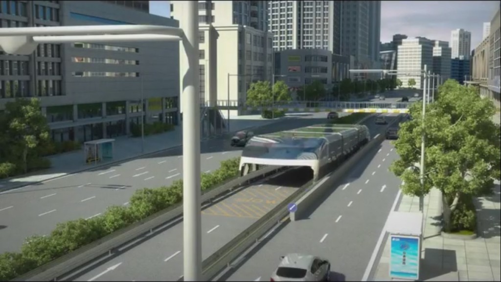 จีนเปิดตัวนวัตกรรมขนส่งมวลชนยกระดับ Transit Elevated Bus (TEB)
