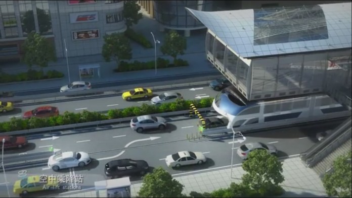 จีนเปิดตัวนวัตกรรมขนส่งมวลชนยกระดับ Transit Elevated Bus (TEB)